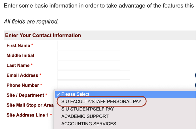 Student/staff sign up info