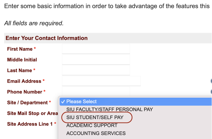 Student/staff sign up info